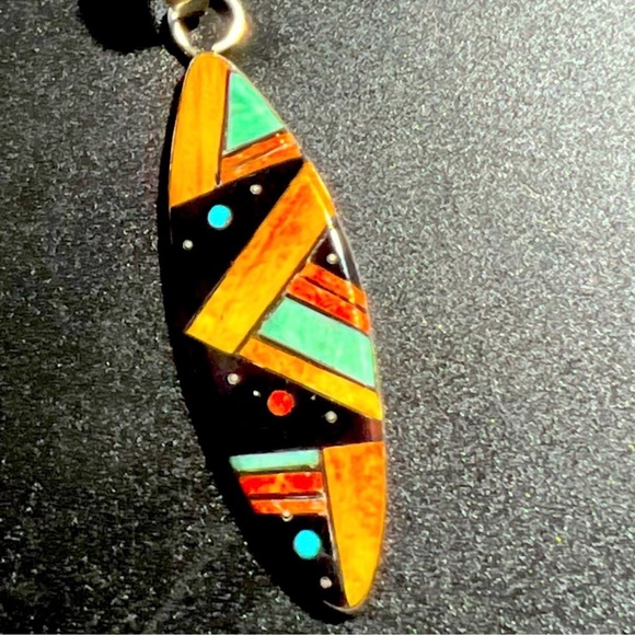 Jewelry | Marked Grace Smith Navajo Inlay Pendant Sterling Silver Spiny ...